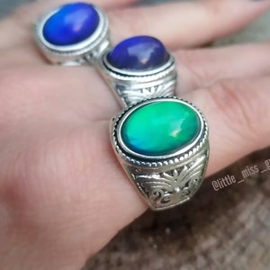 Silver Plated Adult Mood Ring, Silver Color Changing Mood Ring, Size 8 ...