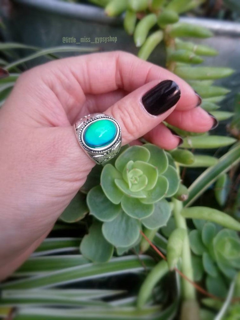 Silver Plated Adult Mood Ring Silver Color Changing Mood - Etsy