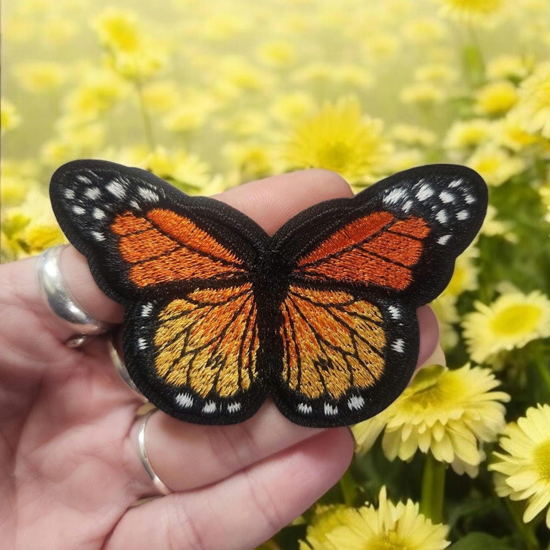 Embroidered Monarch Butterfly Patch, Iron on Patch, Monarch Patch, Easy No Sew Patch, DIY, Cute ...