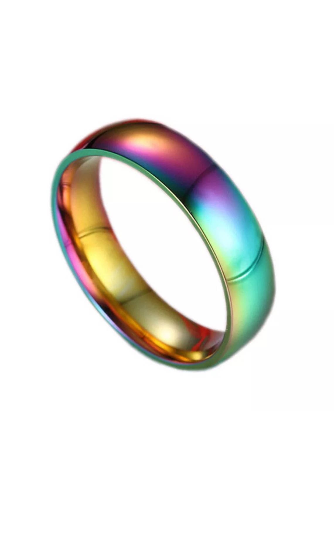 SALE Rainbow Titanium Steel Ring Ring Size 7 8 10 11 12 - Etsy