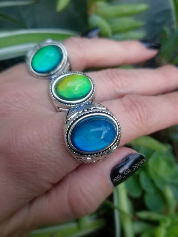 Silver Plated Adult Mood Ring Silver Color Changing Mood - Etsy Australia