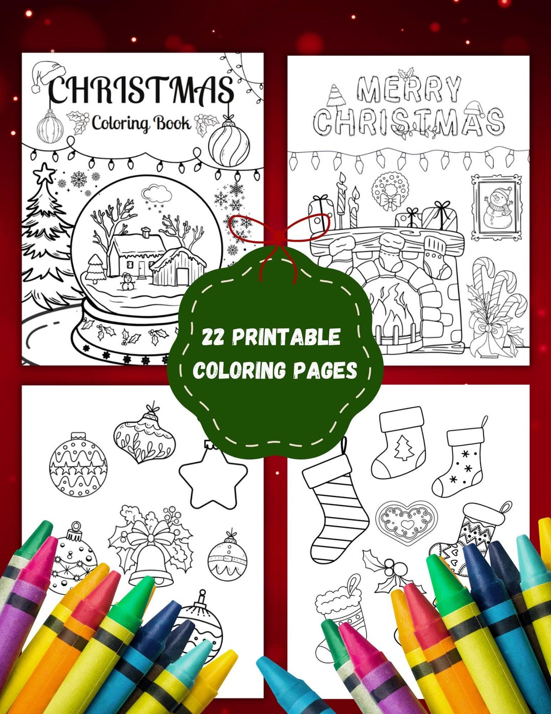 Printable Kids Christmas Coloring Pages - Etsy