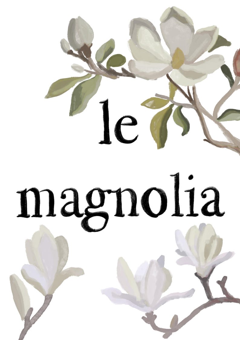 Le Magnolia Digital Art Print, Floral Art, Digital Flower Art ...