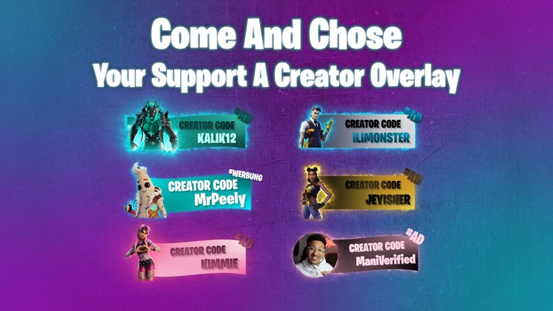 Fort Custom Animated Support a Creator Code Overlay for Twitch, Youtube ...