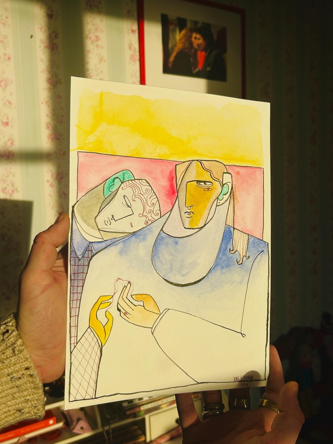 Drawing distance Watercolor Ink / Unique & Original Drawing / Portrait ...