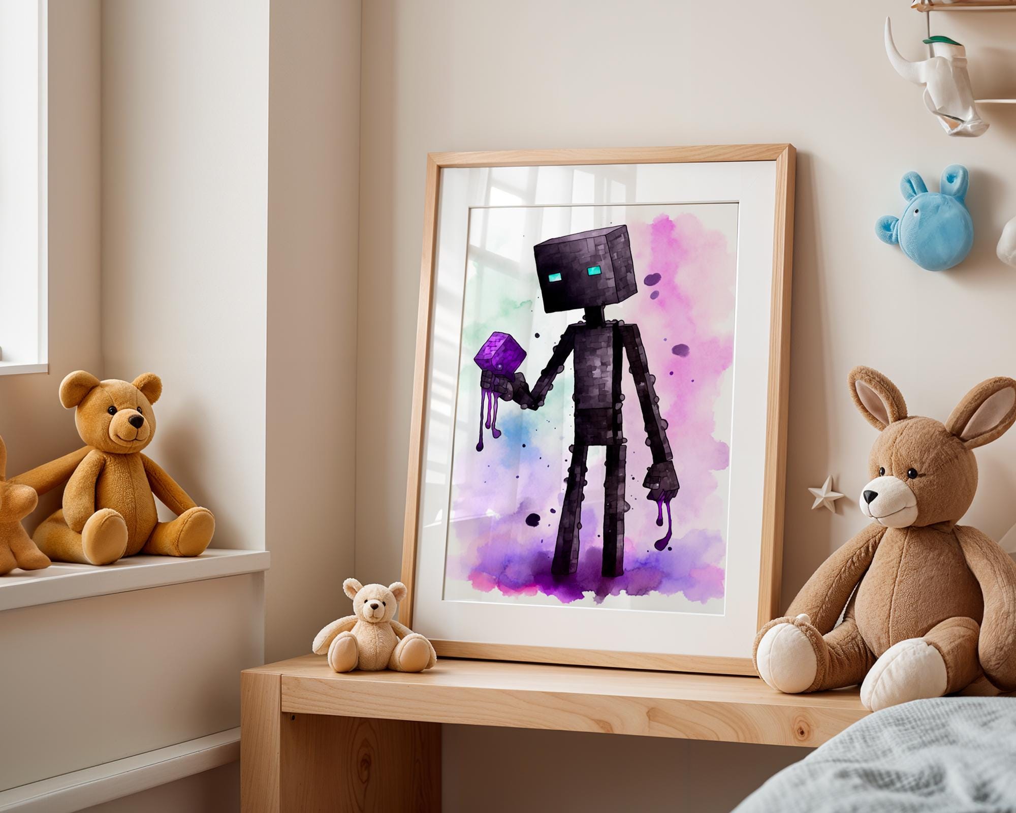 Anime Poster Set Minecraft Wall Art, Nursery Decor, Creeper, Enderman ...