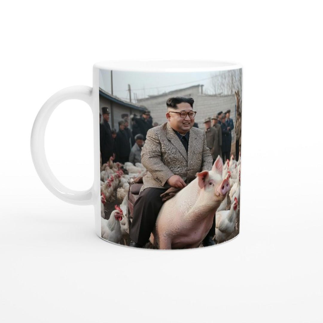 Kim Riding a Pig Mug - Kim Jong Un - North Korea - Rocket Man - Putin ...