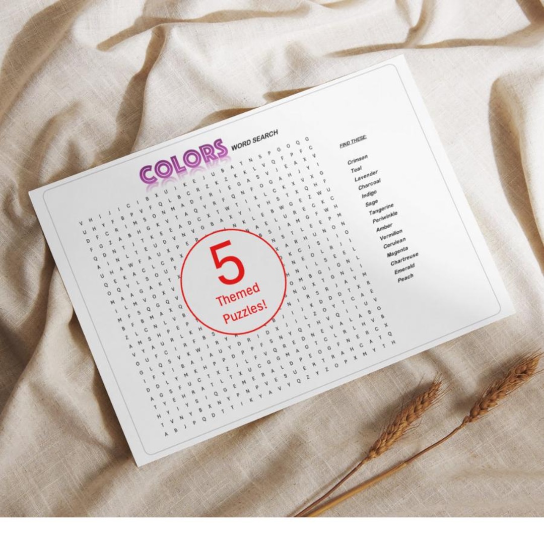 Colors Word Search Puzzle Bundle – 5 Fun & Vibrant Puzzles for All Ages ...