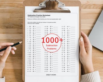 15 Printable Subtraction Math Worksheets Bundle – Over 1,000 Problems ...