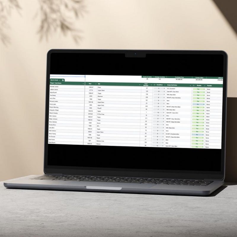 Sports Card Inventory Spreadsheet - Etsy