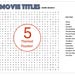Movie Titles Word Search Puzzle Bundle 5 Fun & Nostalgic Puzzles for ...