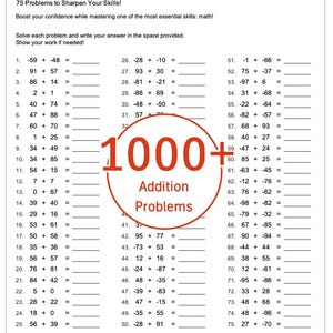 15 Printable Addition Math Worksheets Bundle – Over 1,000 Problems for ...