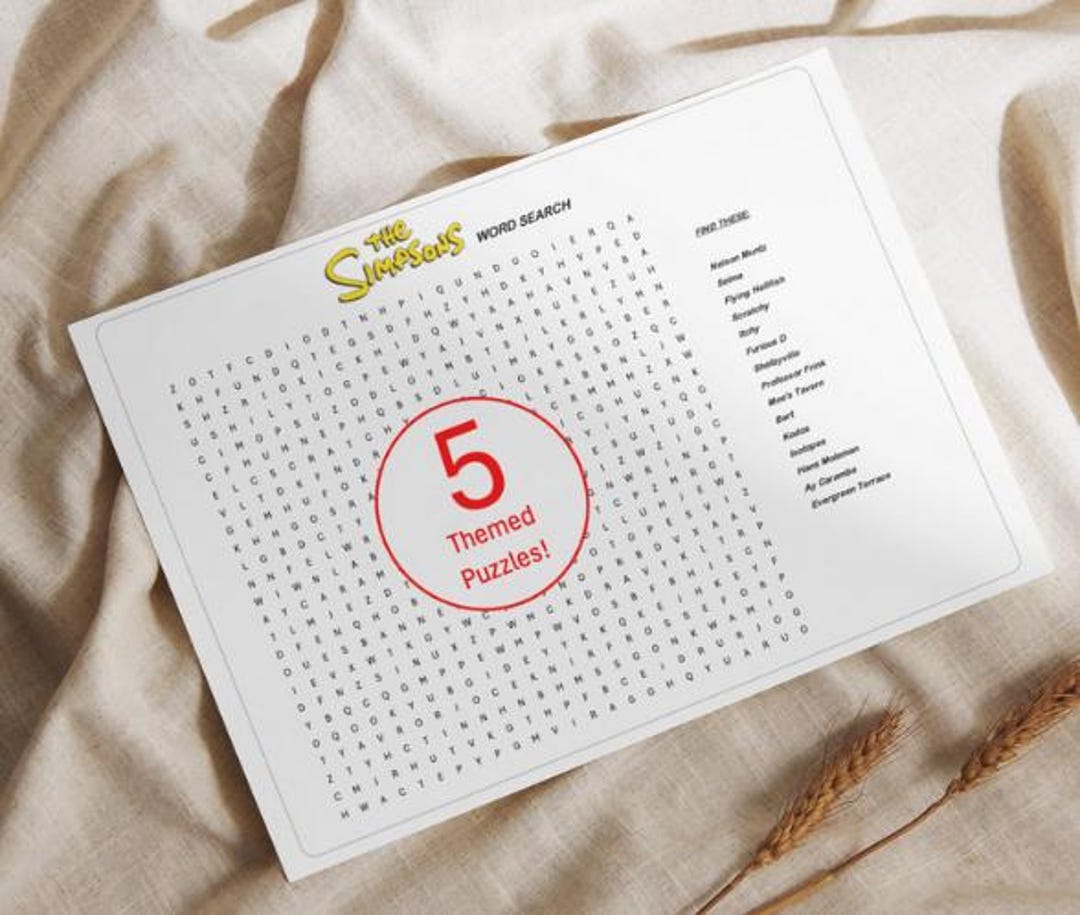 The Simpsons Word Search Puzzle Bundle A – 5 Fun & Iconic Puzzles for ...