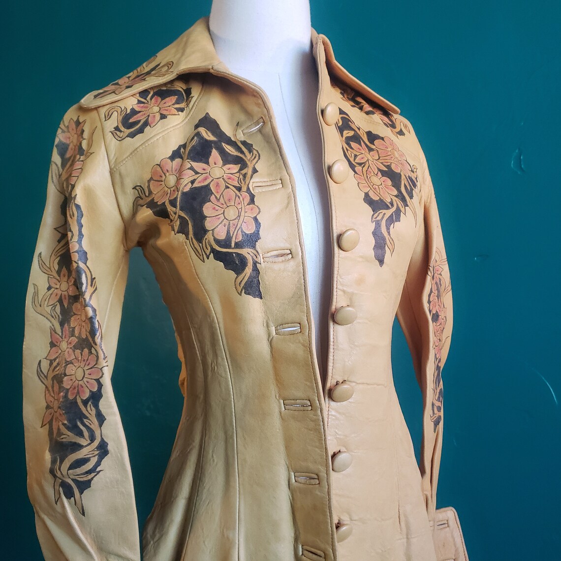 North Beach Leather Jacket and Pants Suit. Hand-painted 1960's Vintage ...