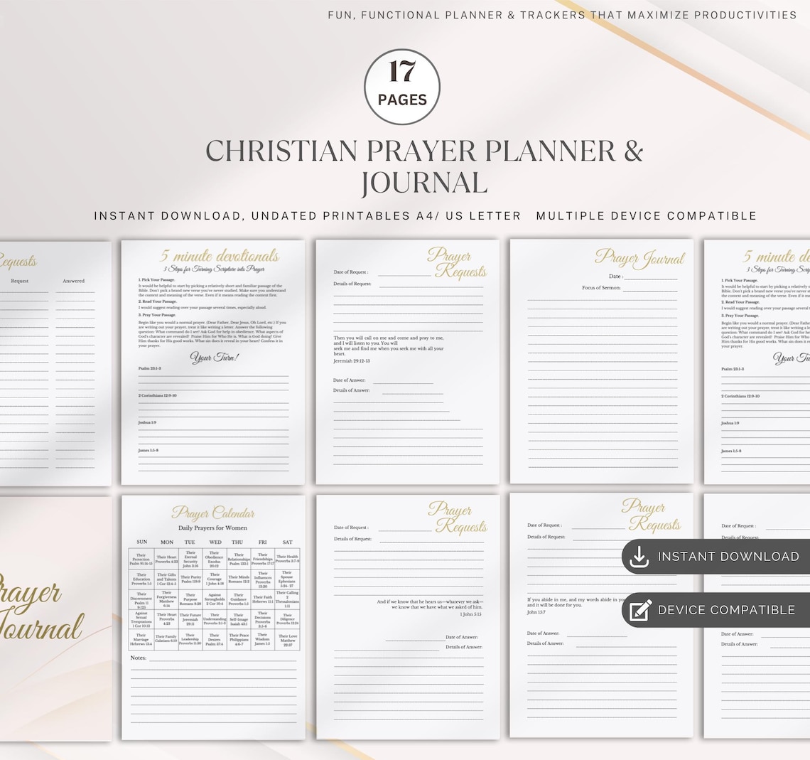 Christian Prayer Planner and Journal: Digital Organizer for Daily ...