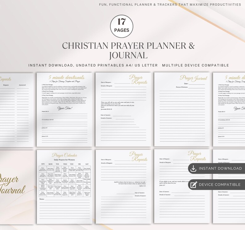 Christian Prayer Planner and Journal: Digital Organizer for Daily ...
