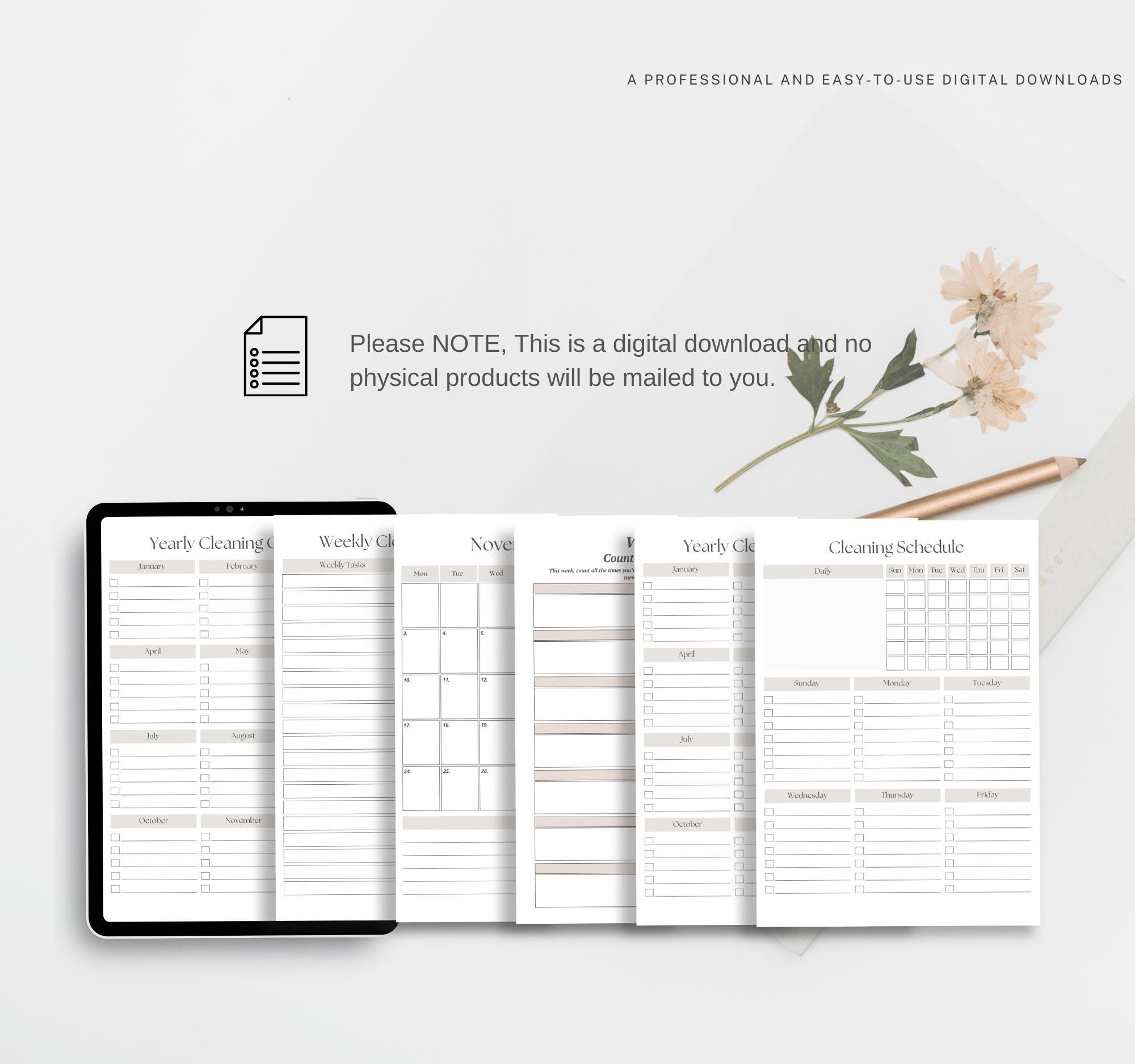 2025 Cleaning Planner and Checklist: Digital Cleaning Schedule, Home ...
