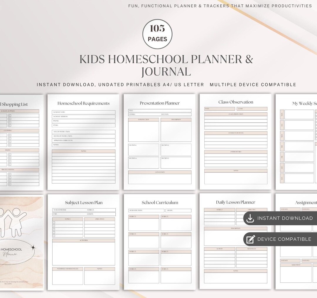 2024-2025 Homeschool Planner for Kids: Digital Daily, Weekly, and ...