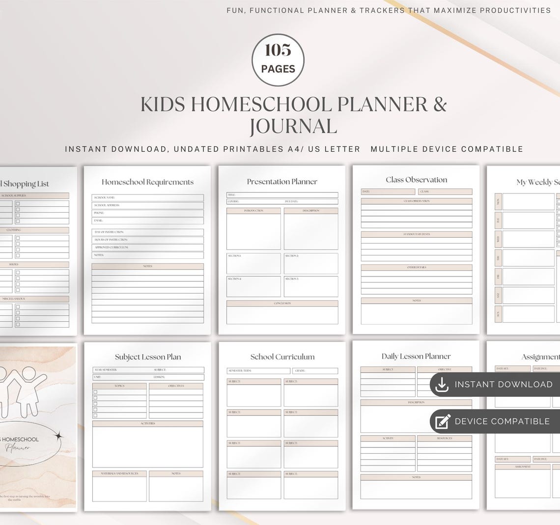 2024-2025 Homeschool Planner for Kids: Digital Daily, Weekly, and ...