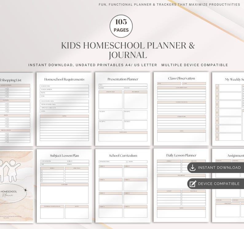 2024-2025 Homeschool Planner for Kids: Digital Daily, Weekly, and Monthly Organizer for Students ...