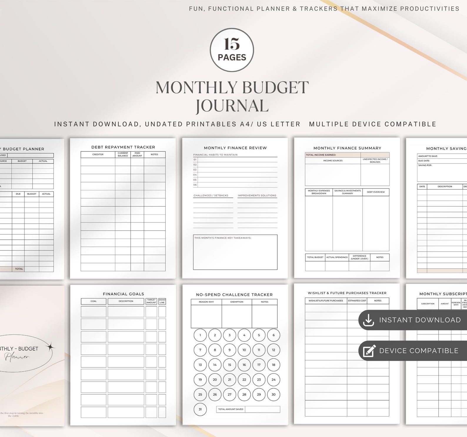 Monthly Budget Planner: Digital Expense Tracker & Financial Organizer ...