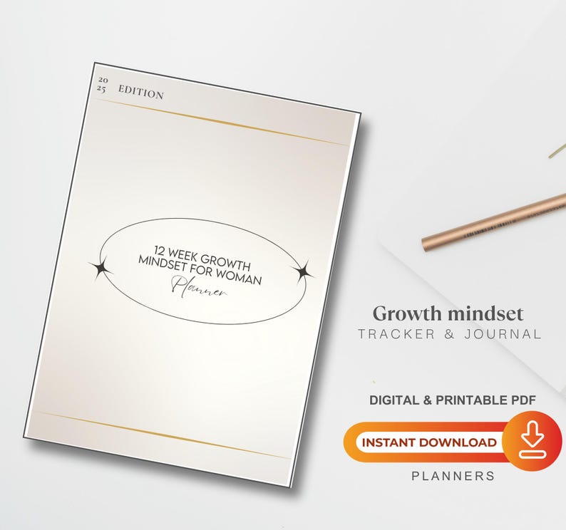 12-week Growth Mindset Journal for Women, Daily Planner, Positive ...