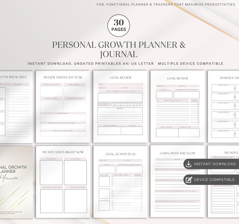 Personal Growth Planner: Digital Guide for Goal Setting, Self ...