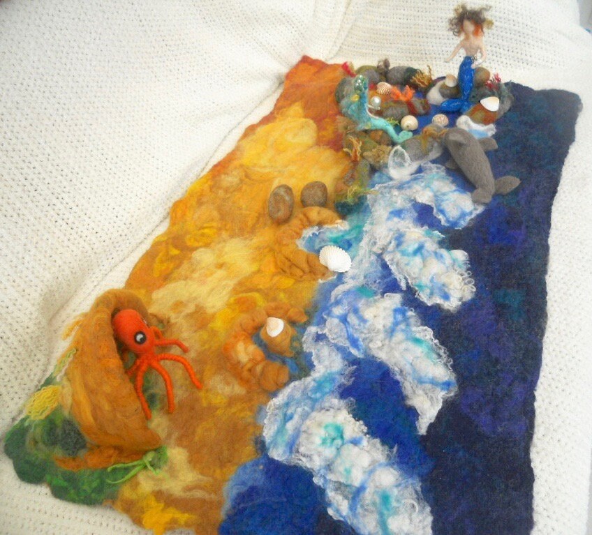 Felted Beach Scene Play Mat Child's Play Mat Hand Felted | Etsy UK