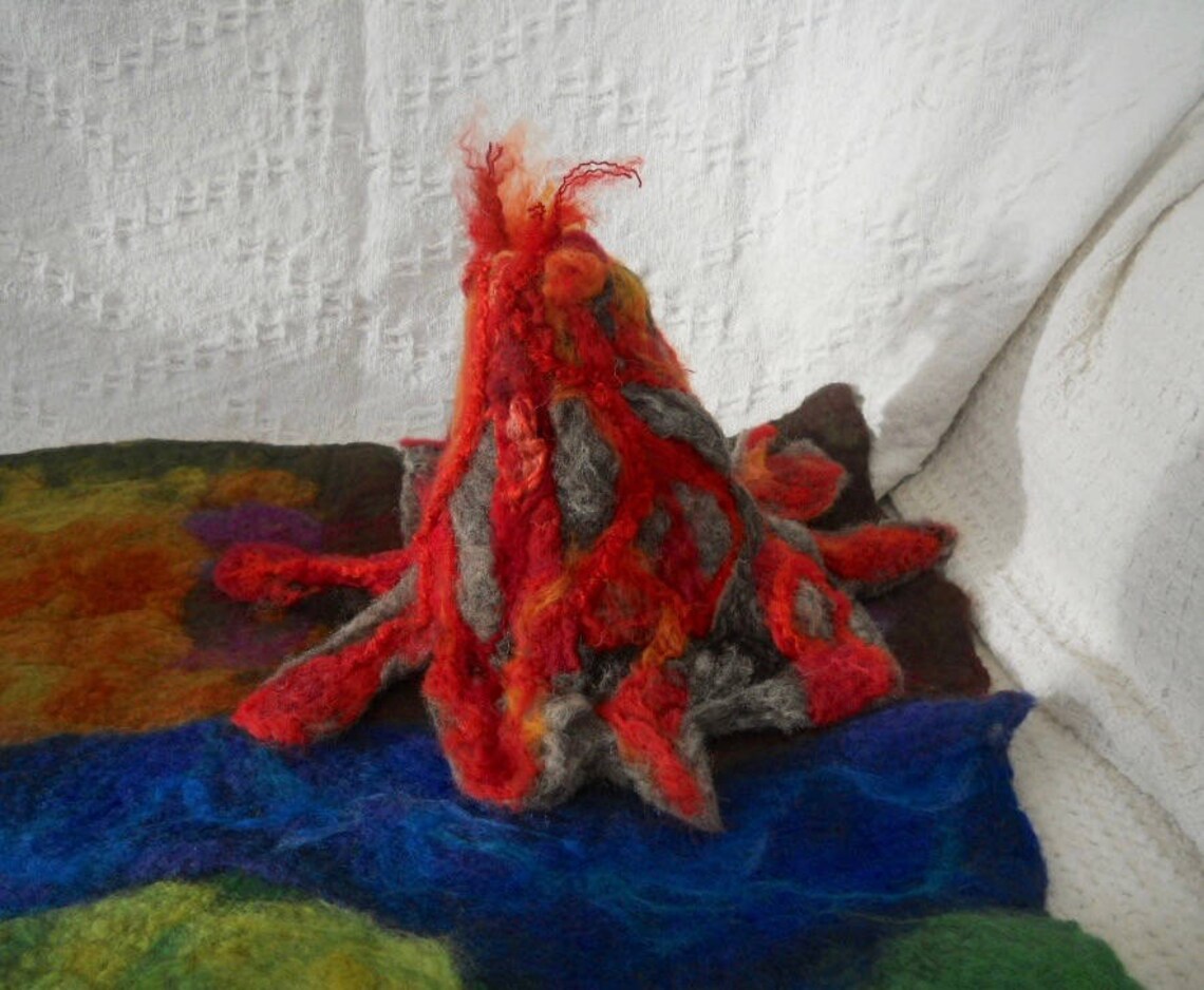 Needle Felted Volcano Addition to Play Mat Wet Felted - Etsy
