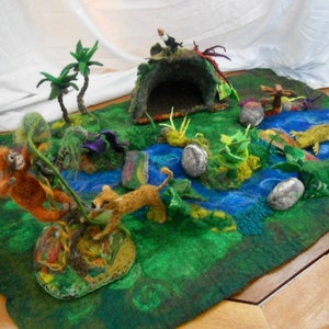 Jungle Play Mat, Felted Play Mat, Child's Play Mat, Hand Felted Play ...