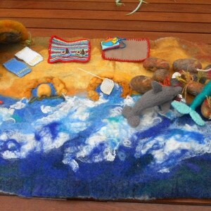 Felted Beach Scene Play Mat, Child's Play Mat, Hand Felted Play Mat ...