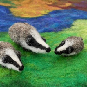 Needle Felted Badger Family, Medium Felt Animals, Play Mat Badgers ...