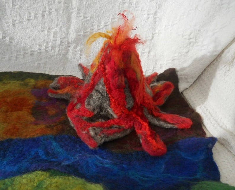 Needle Felted Volcano Addition to Play Mat Wet Felted - Etsy
