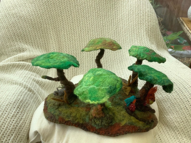 5 tree forest hand felted play mat with trees miniature | Etsy