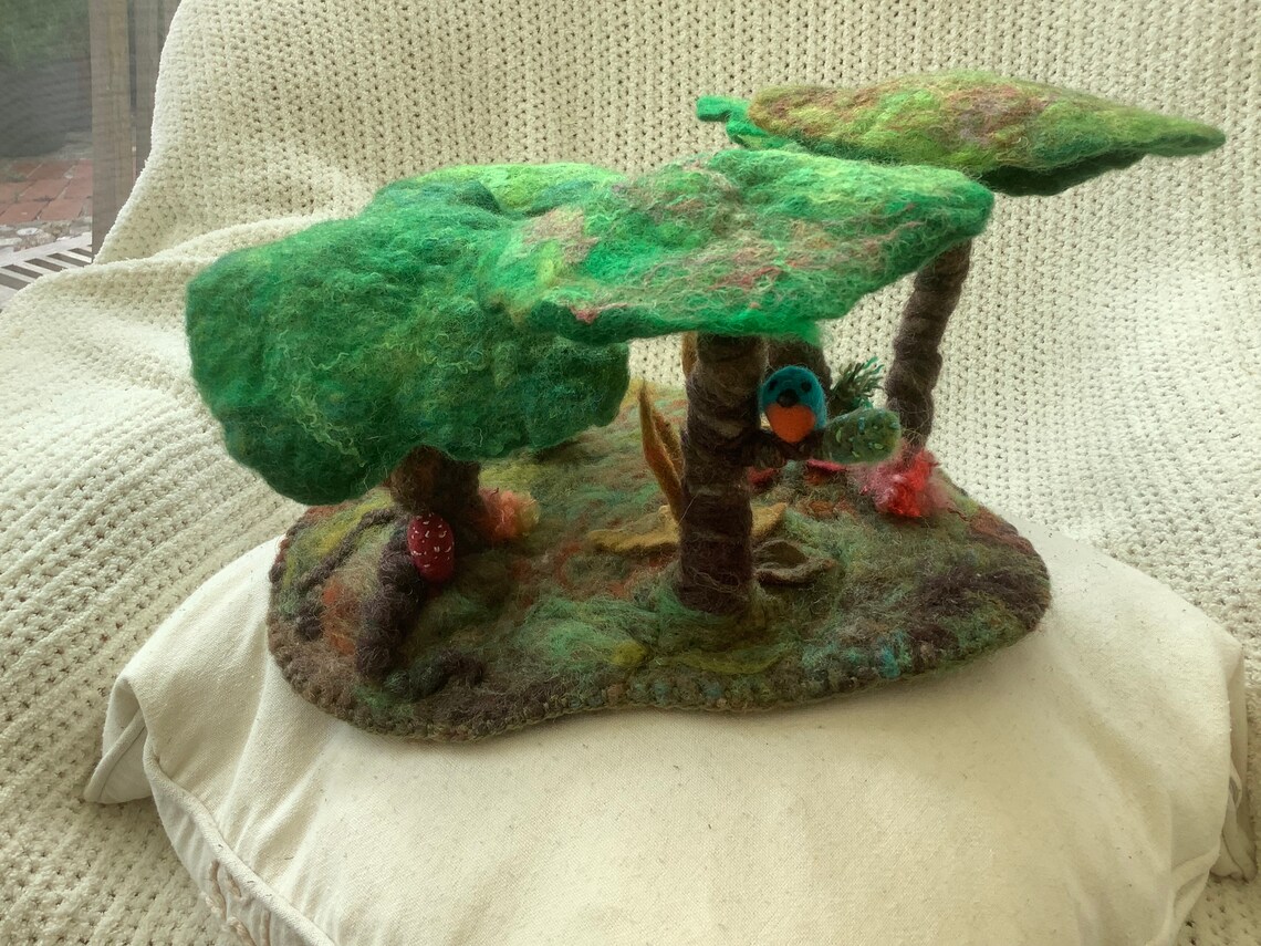 5 Tree Forest Hand Felted Play Mat With Trees Miniature - Etsy UK
