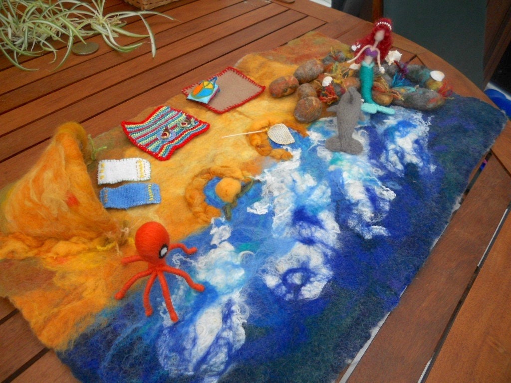 Felted Beach Scene Play Mat Child's Play Mat Hand Felted | Etsy UK