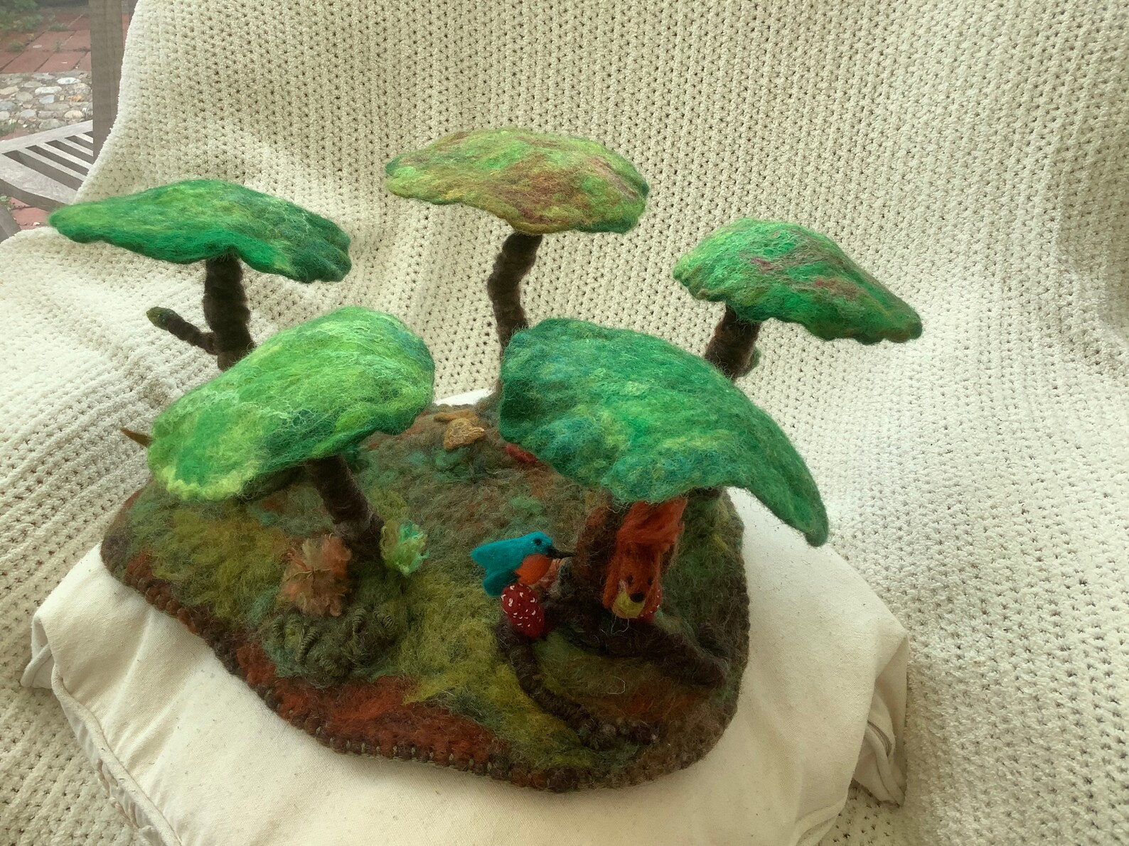 5 tree forest hand felted play mat with trees miniature | Etsy