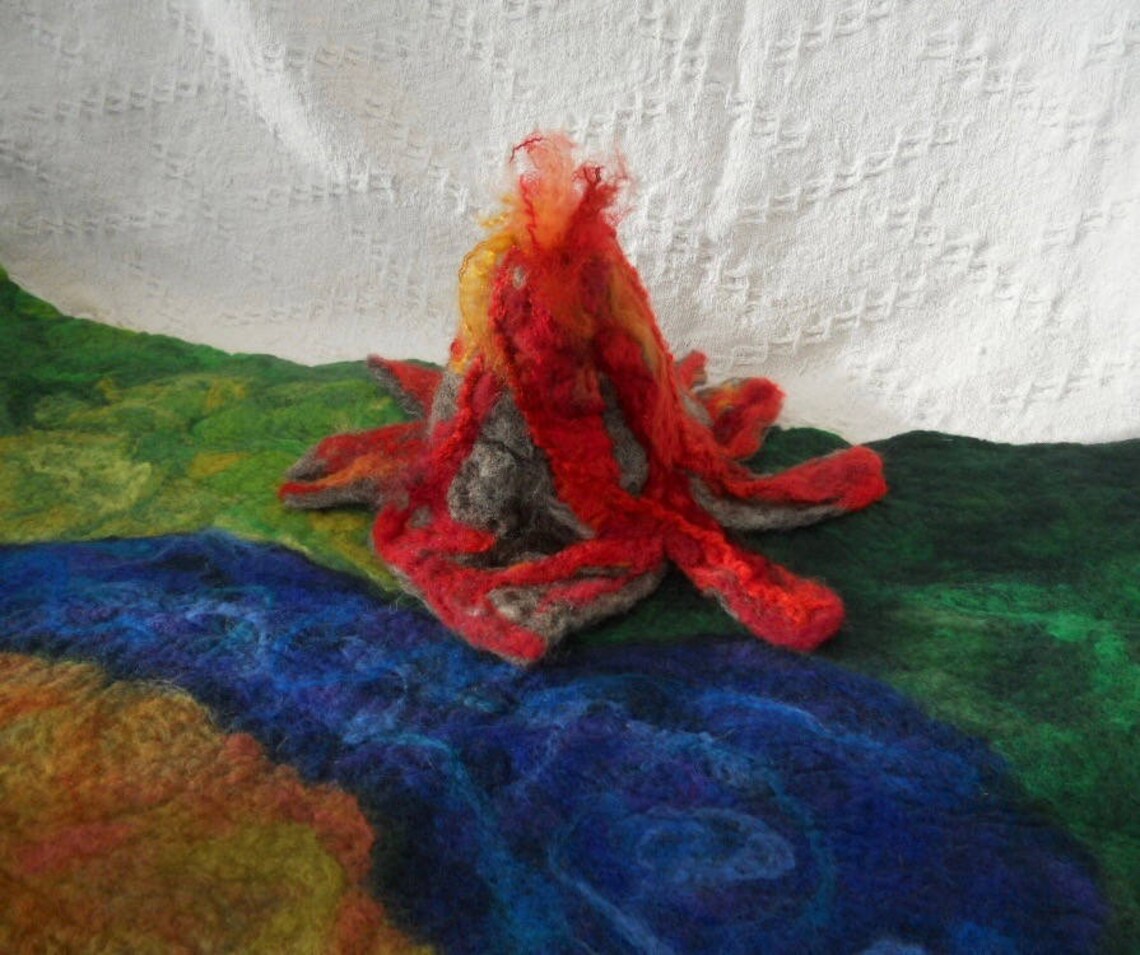 Needle Felted Volcano Addition to Play Mat Wet Felted - Etsy