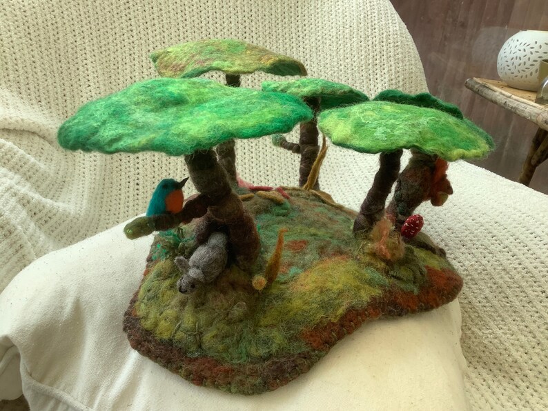 5 tree forest hand felted play mat with trees miniature | Etsy
