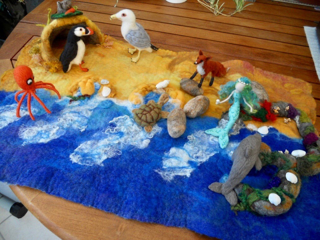 Felted Beach Scene Play Mat Child's Play Mat Hand Felted | Etsy UK