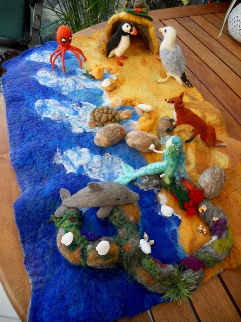Felted Beach Scene Play Mat Child's Play Mat Hand Felted | Etsy UK