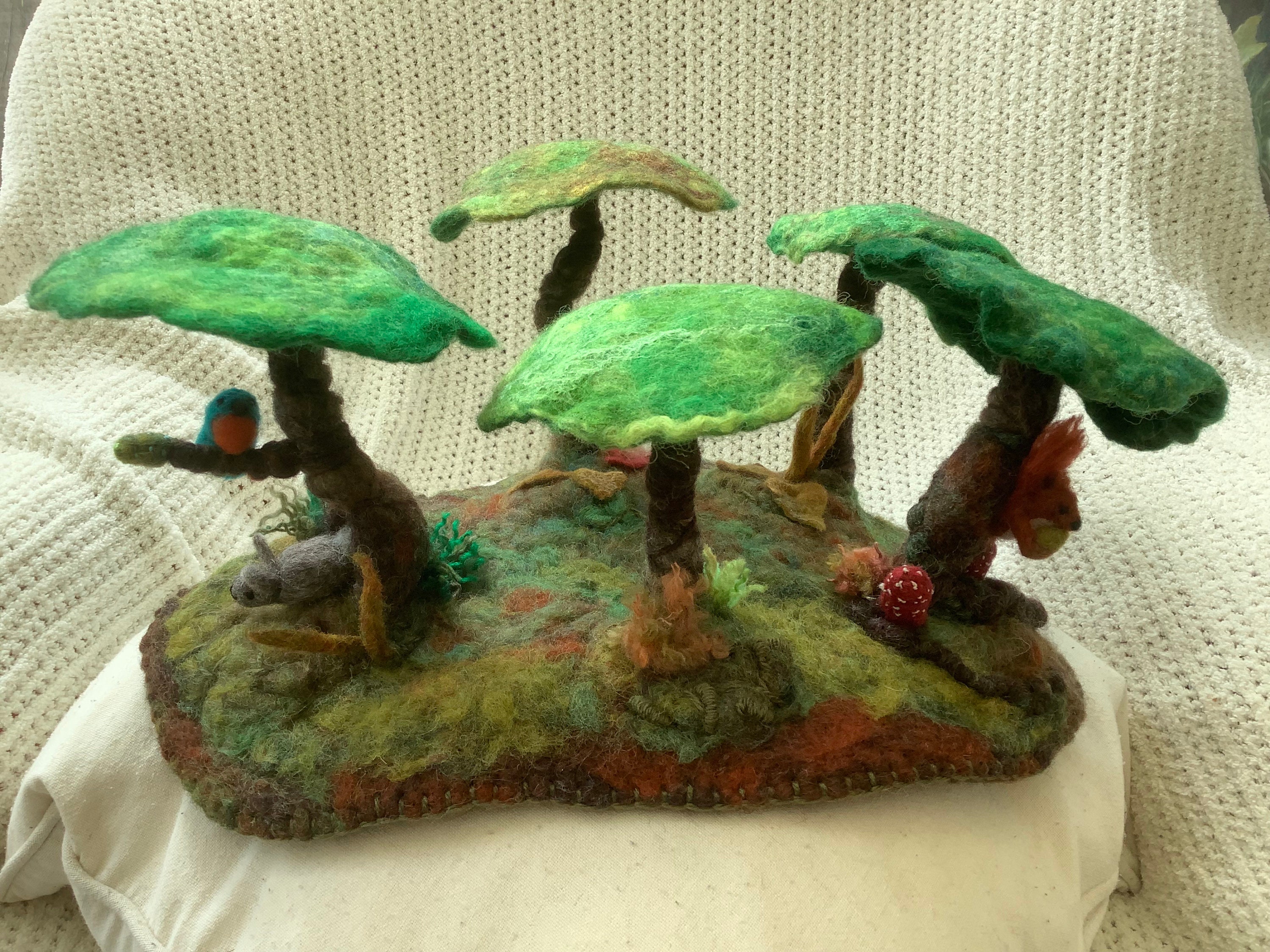 5 Tree Forest Hand Felted Play Mat With Trees Miniature - Etsy UK