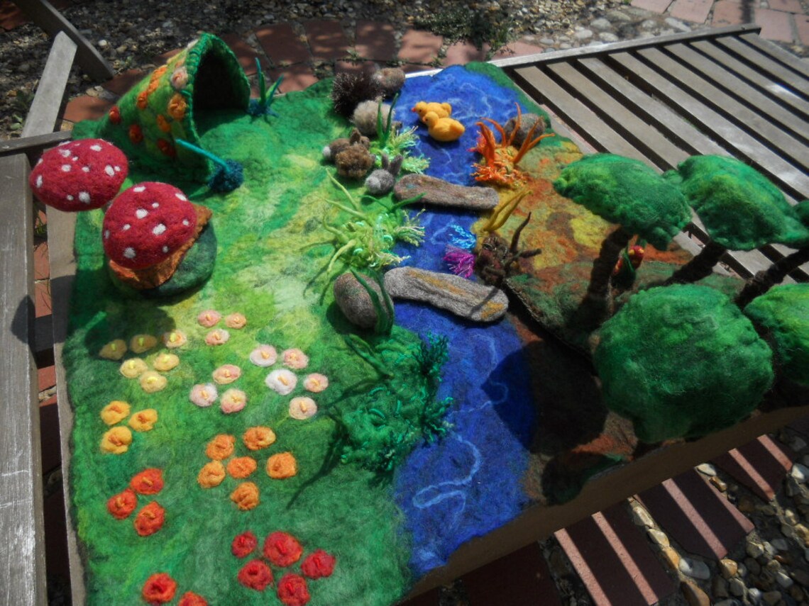 Felted play mat Child's play mat countryside play mat | Etsy