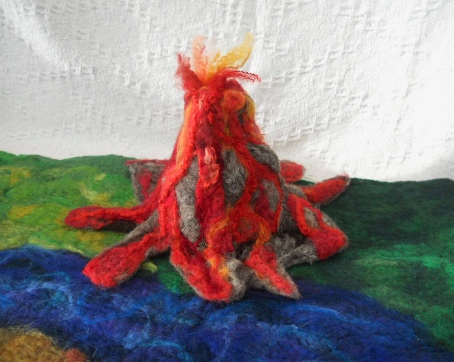 Needle Felted Volcano Addition to Play Mat Wet Felted - Etsy
