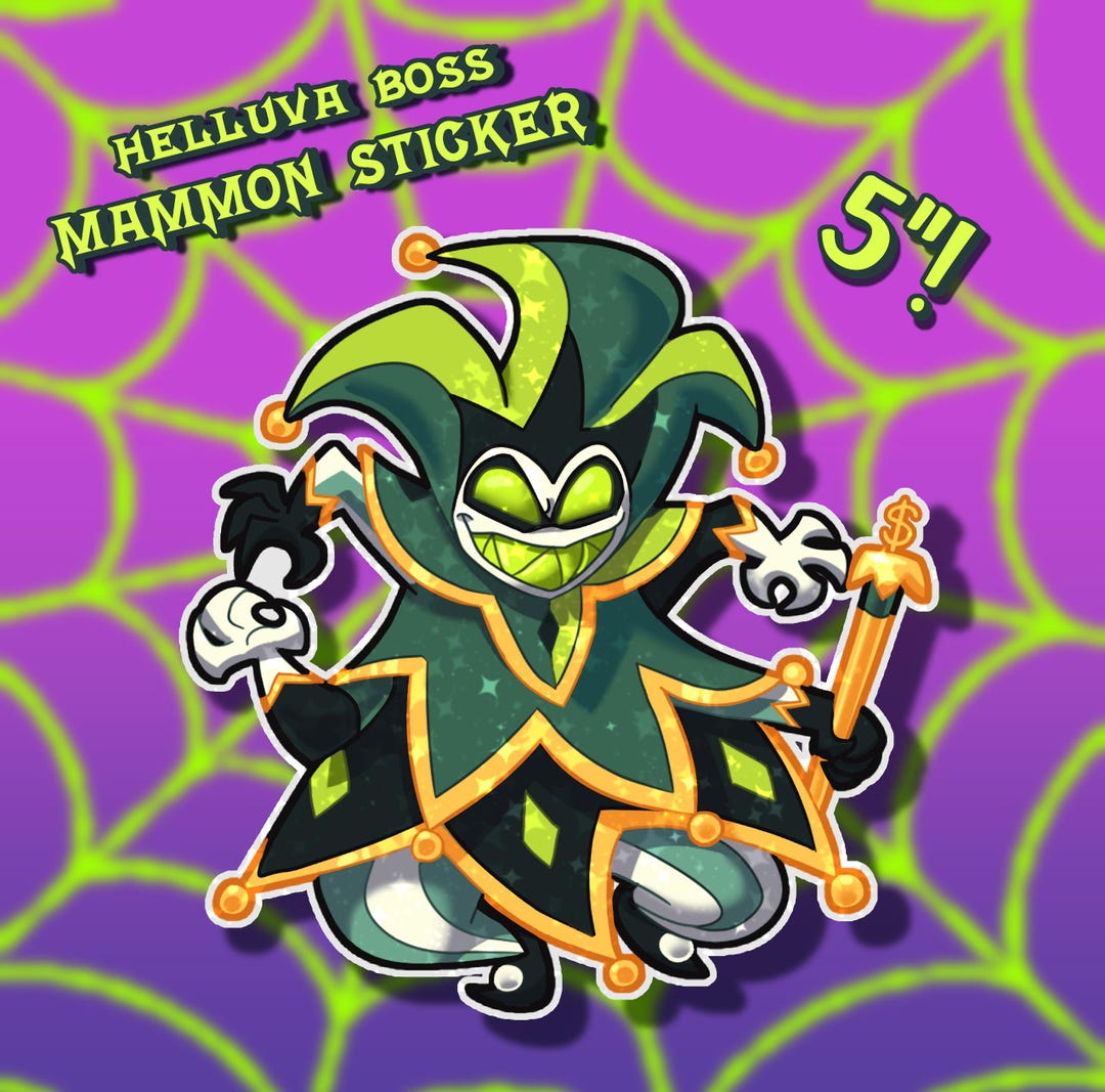 Helluva Boss 5 Sparkly JUMBO Holographic Mammon Sticker - Etsy