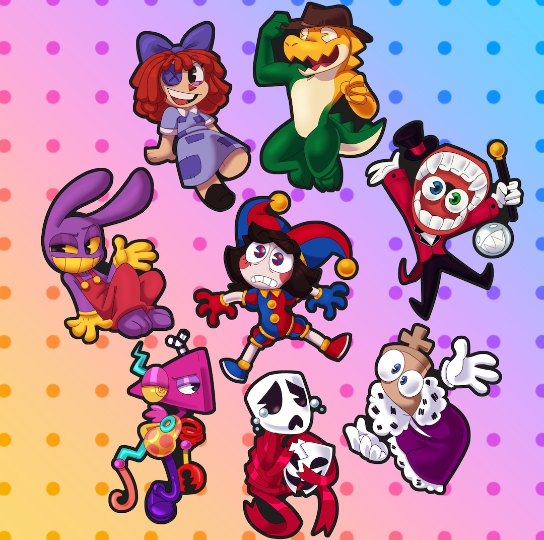 Amazing Digital Circus Stickers, 3" Holographic Sparkly Laminated - Etsy
