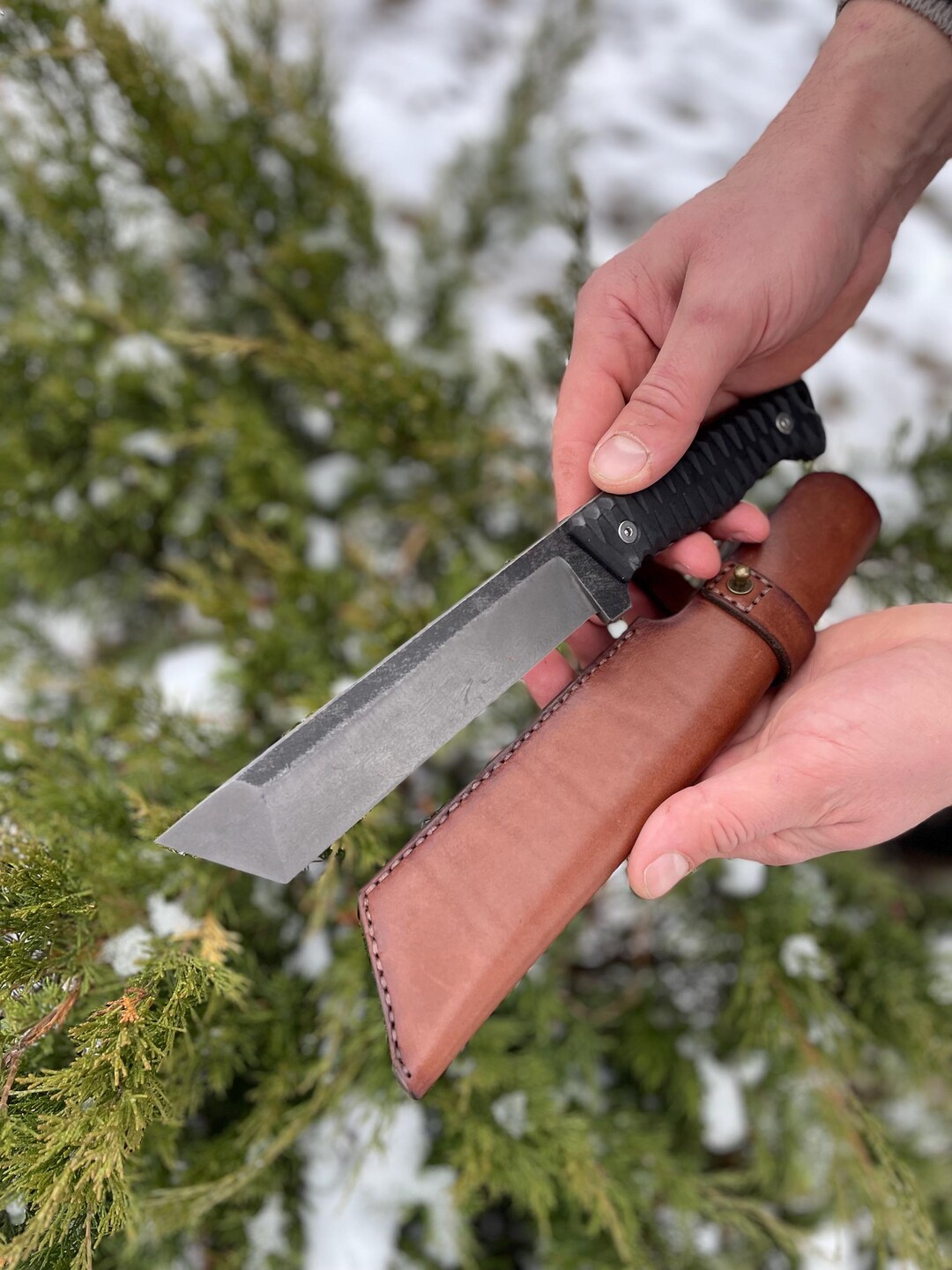 Handmade D2 Steel Field Knife, ABS Handle, Survival Bushcraft - Etsy