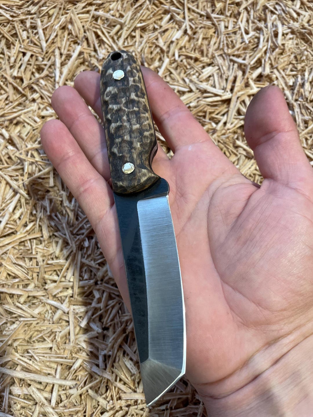 Hand Forged Tanto Knife: Japanese Style Fixed Blade With Ash Handle - Etsy