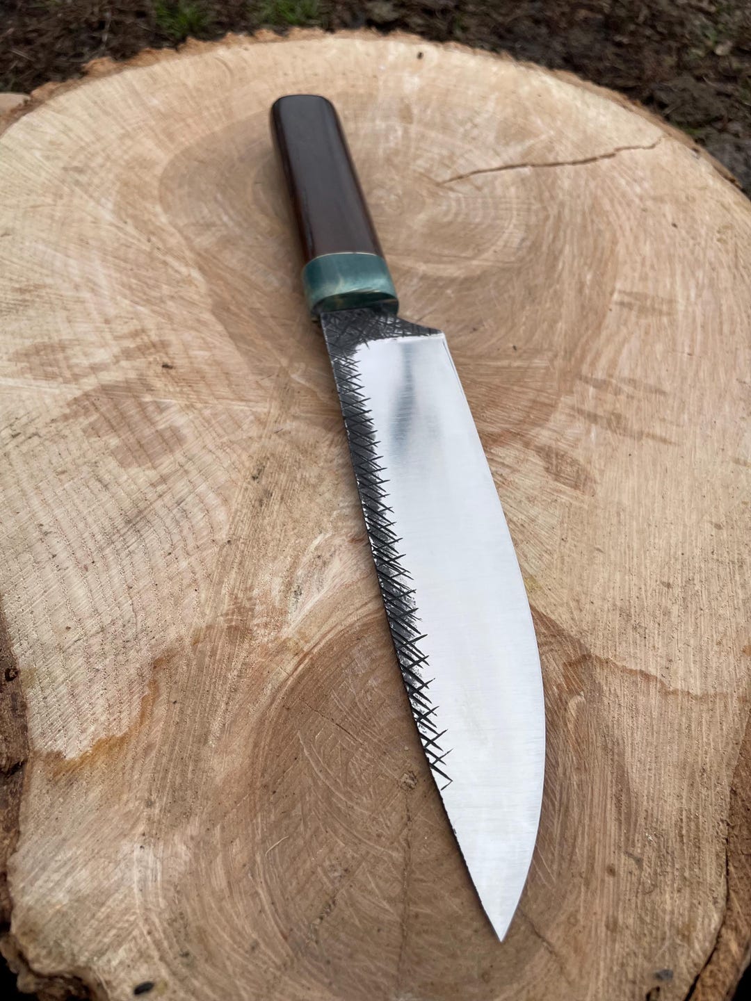 Hand Forged Chef Knife, 95x18 Steel Blade, Thermo Ash Handle - Etsy