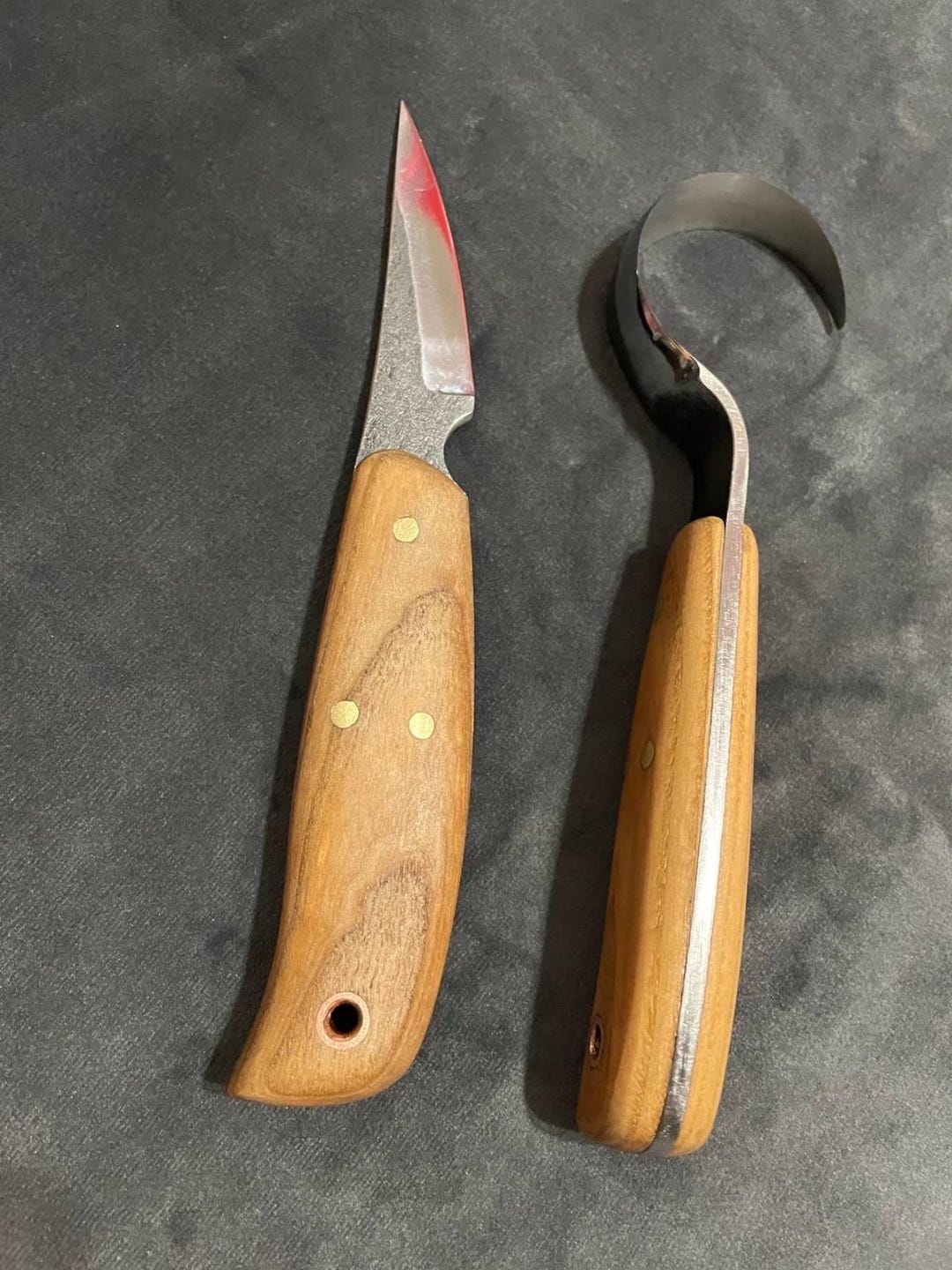 Hand Forged Wood Carving Knife Set: Sloyd & Hook Knife, D2 Steel - Etsy